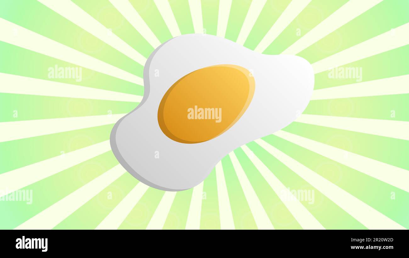creative scrambled eggs breakfast logo with rays of light on blue ...