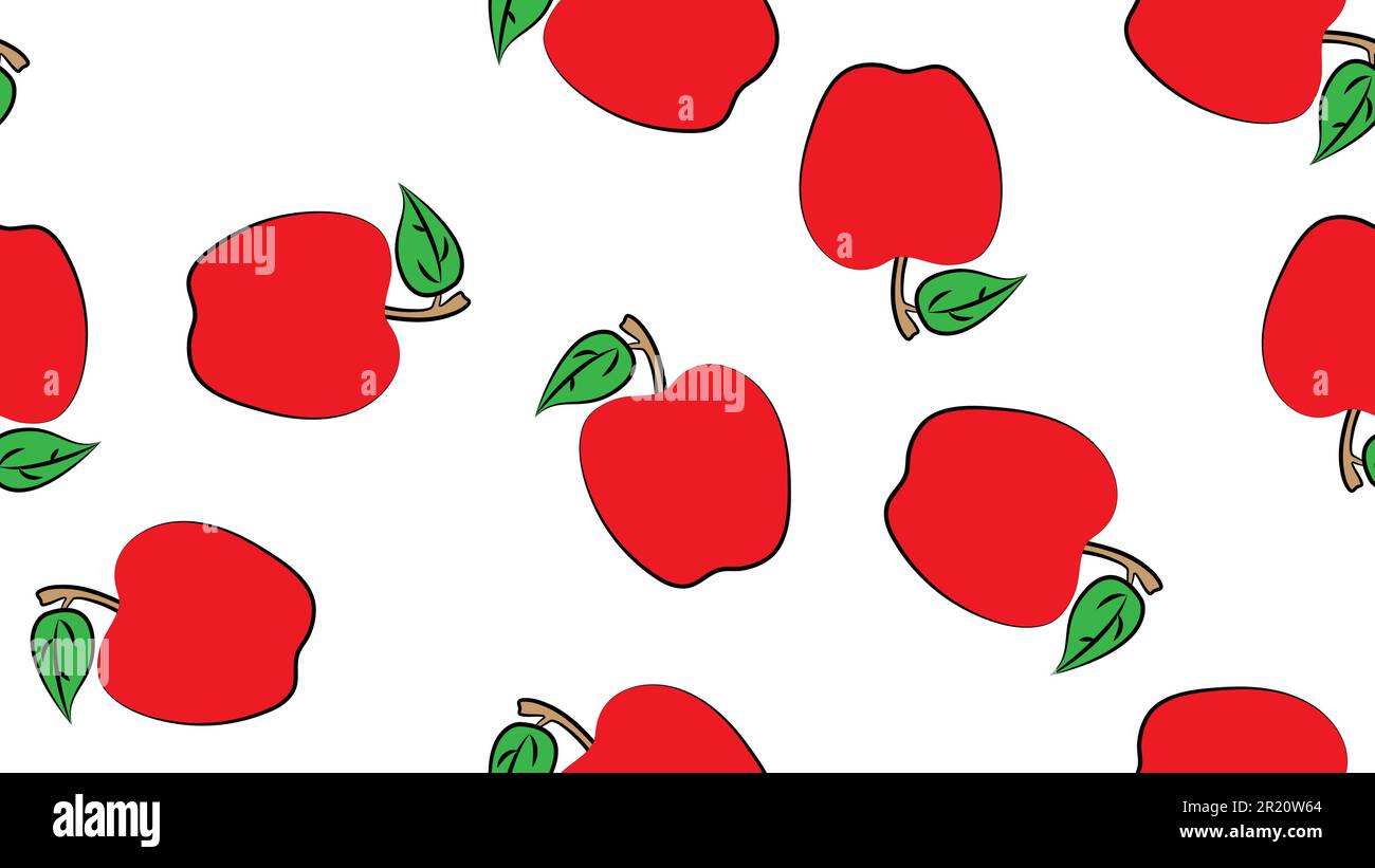 apple seamless pattern vector fruit isolated cartoon wallpaper repeat ...