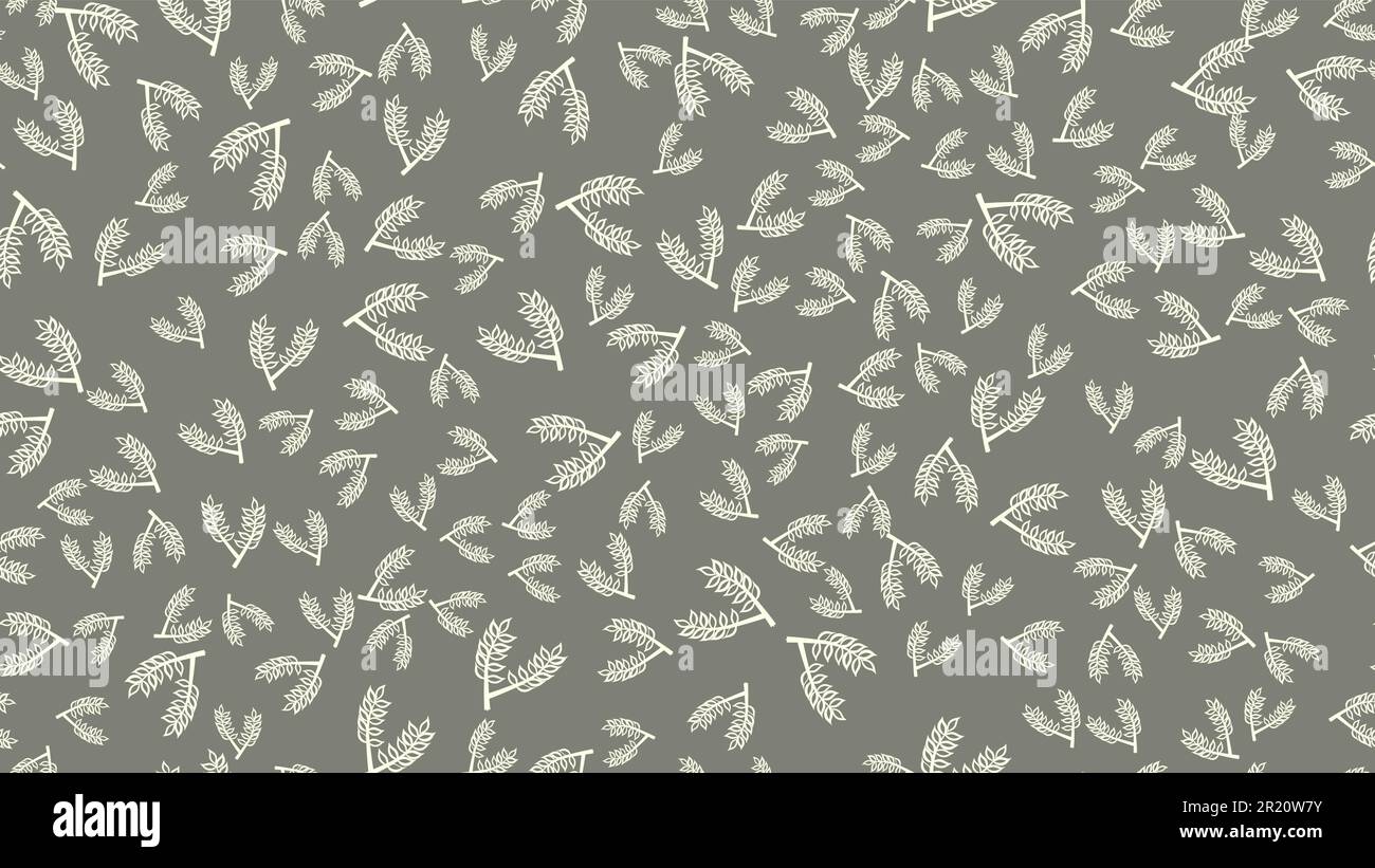 Texture seamless pattern of white plant branches with leaves and stems ...