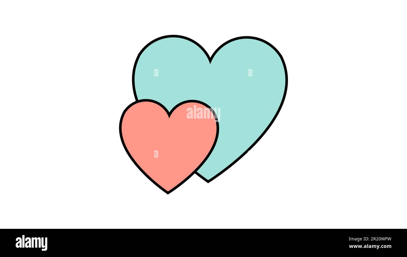 Simple flat style icon of a beautiful two hearts in love for the feast ...