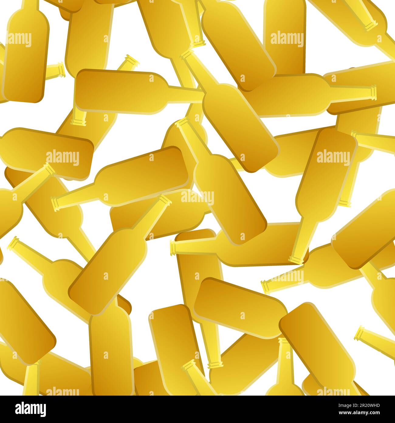 Endless seamless pattern of yellow beautiful glass beer bottles with ...