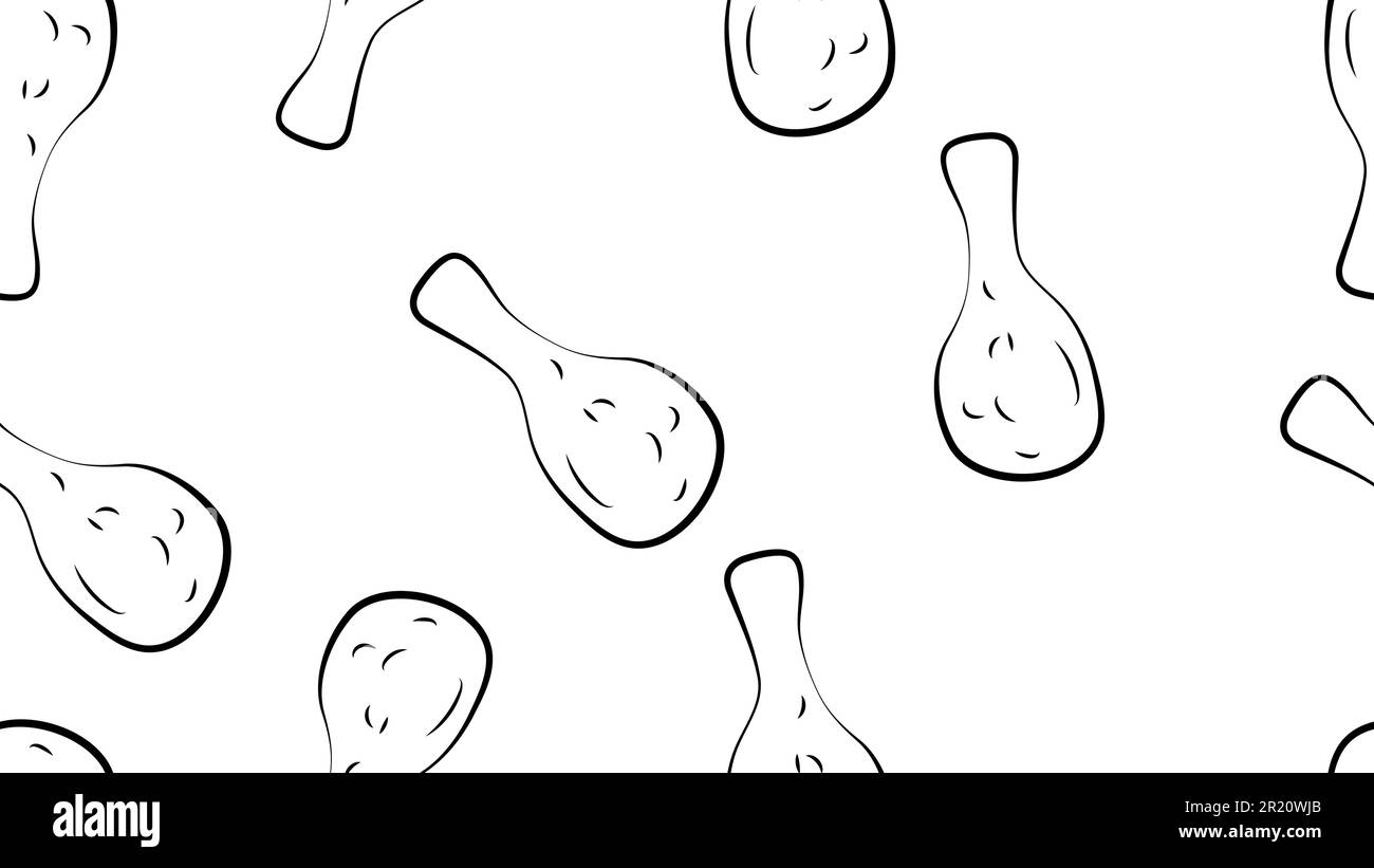 Line Chicken leg icon isolated seamless pattern on white background ...