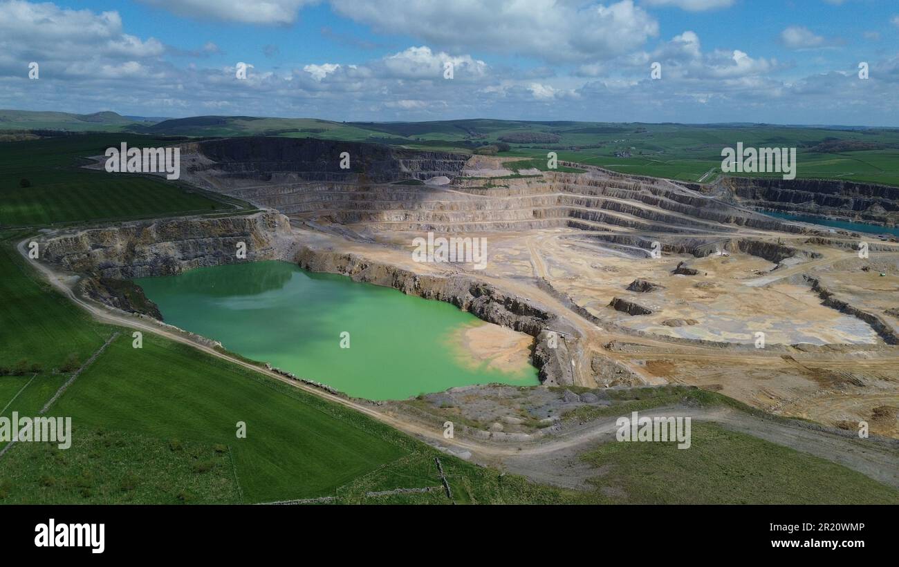 Aerial view rugged quarry hi-res stock photography and images - Alamy