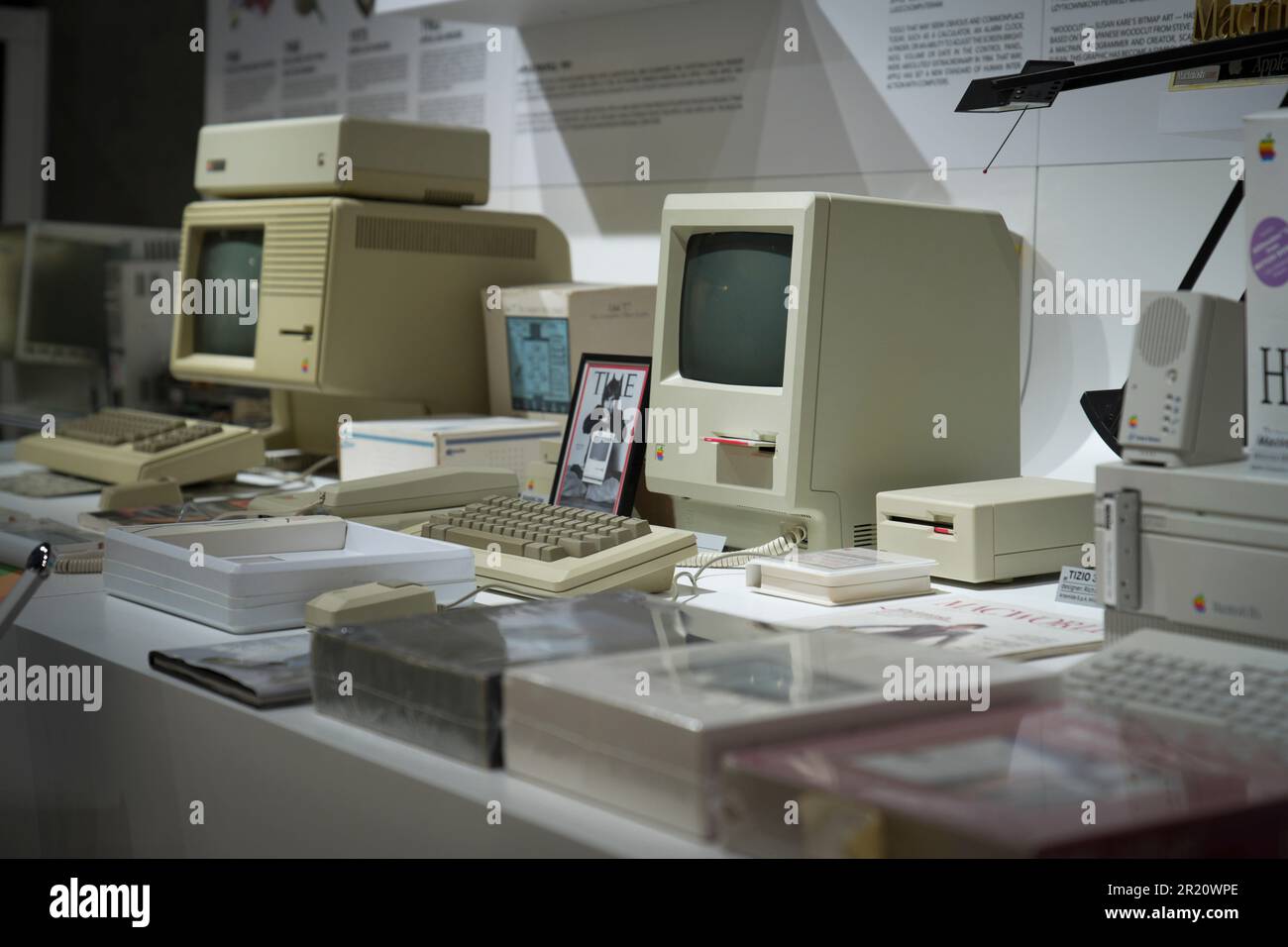 Warsaw, Poland. 16th May, 2023. Vintage Apple Macintosh computers are ...