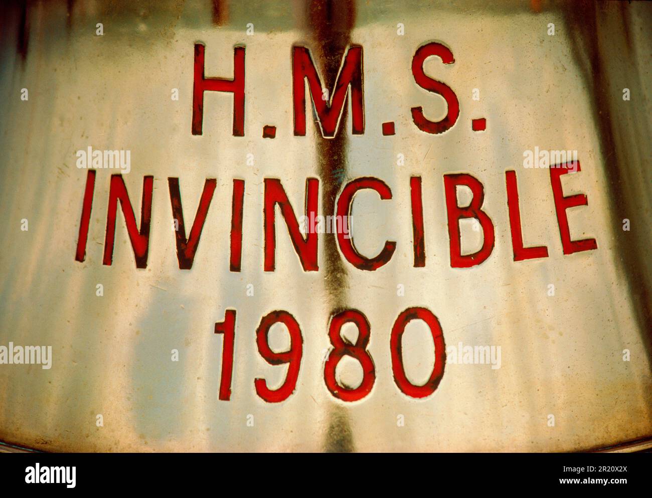 Ships bell on the HMS Invincible, 1984 Stock Photo - Alamy