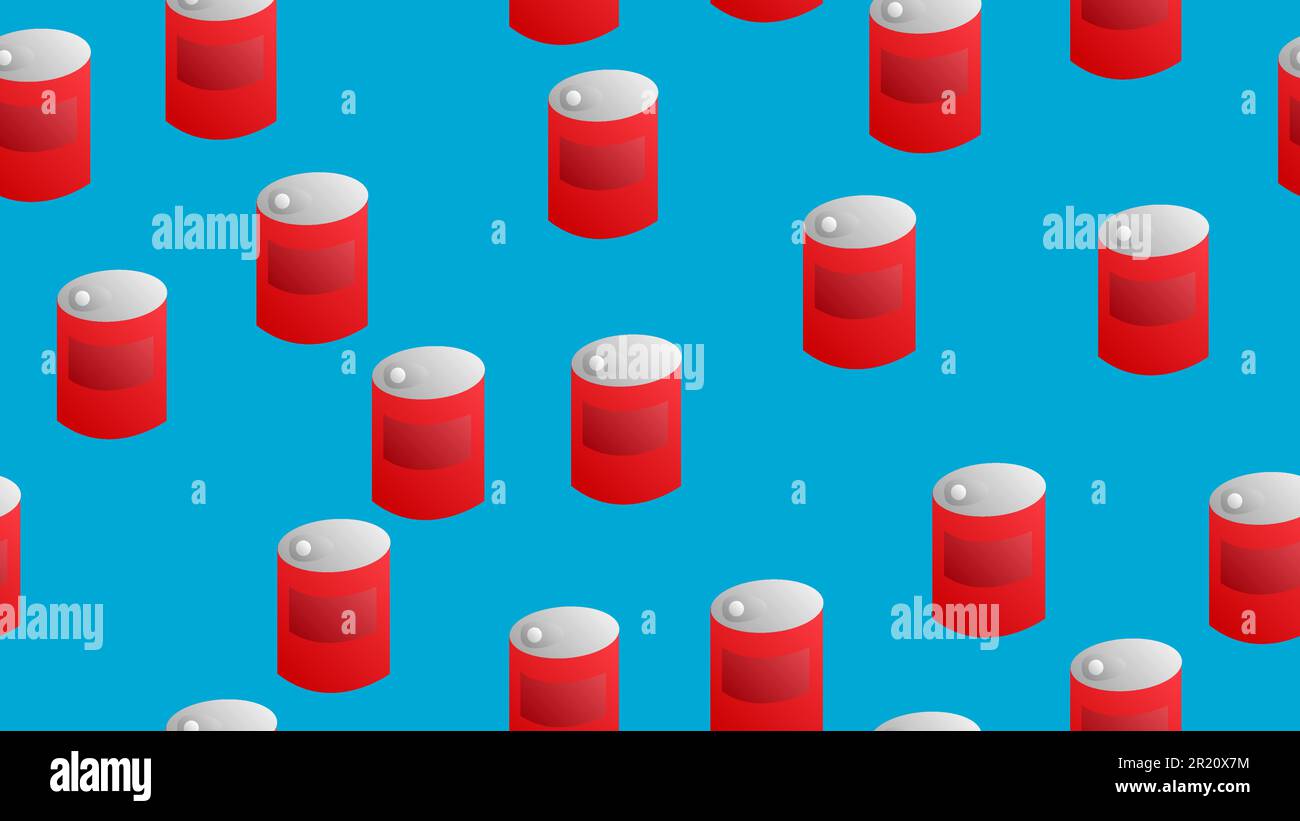 Collection of various tins canned goods food metal container seamless ...