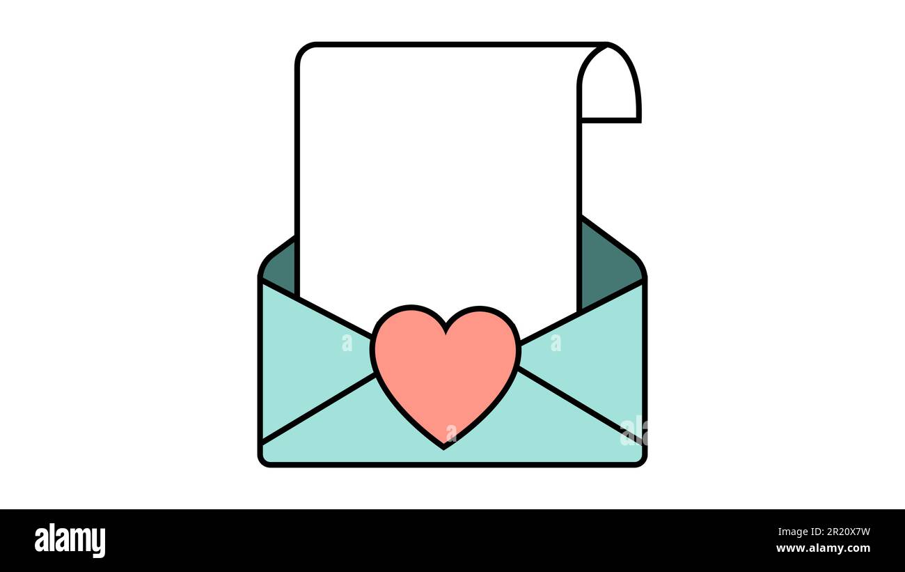 Simple icon in flat style of a beautiful letter in an envelope with a ...