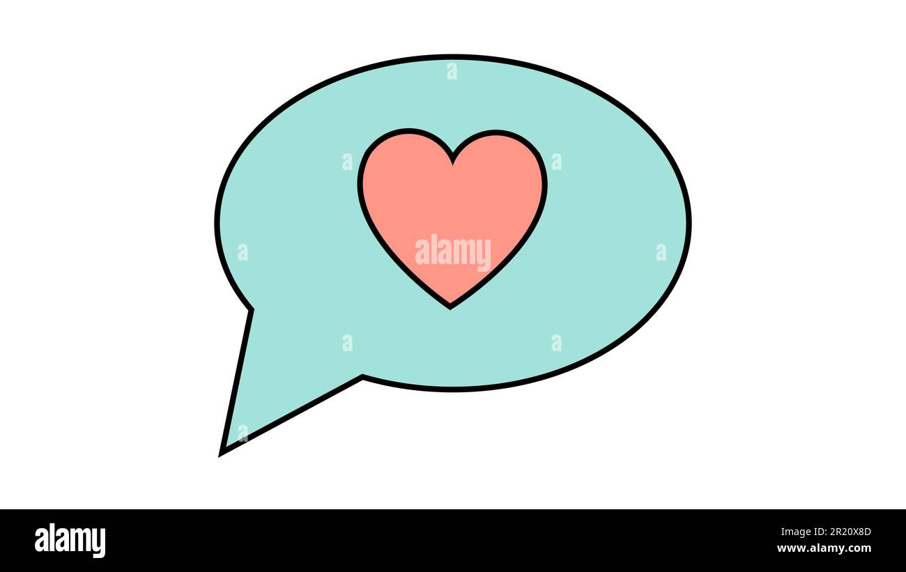 A simple flat-style icon of a beautiful heart in the dialog cloud of ...