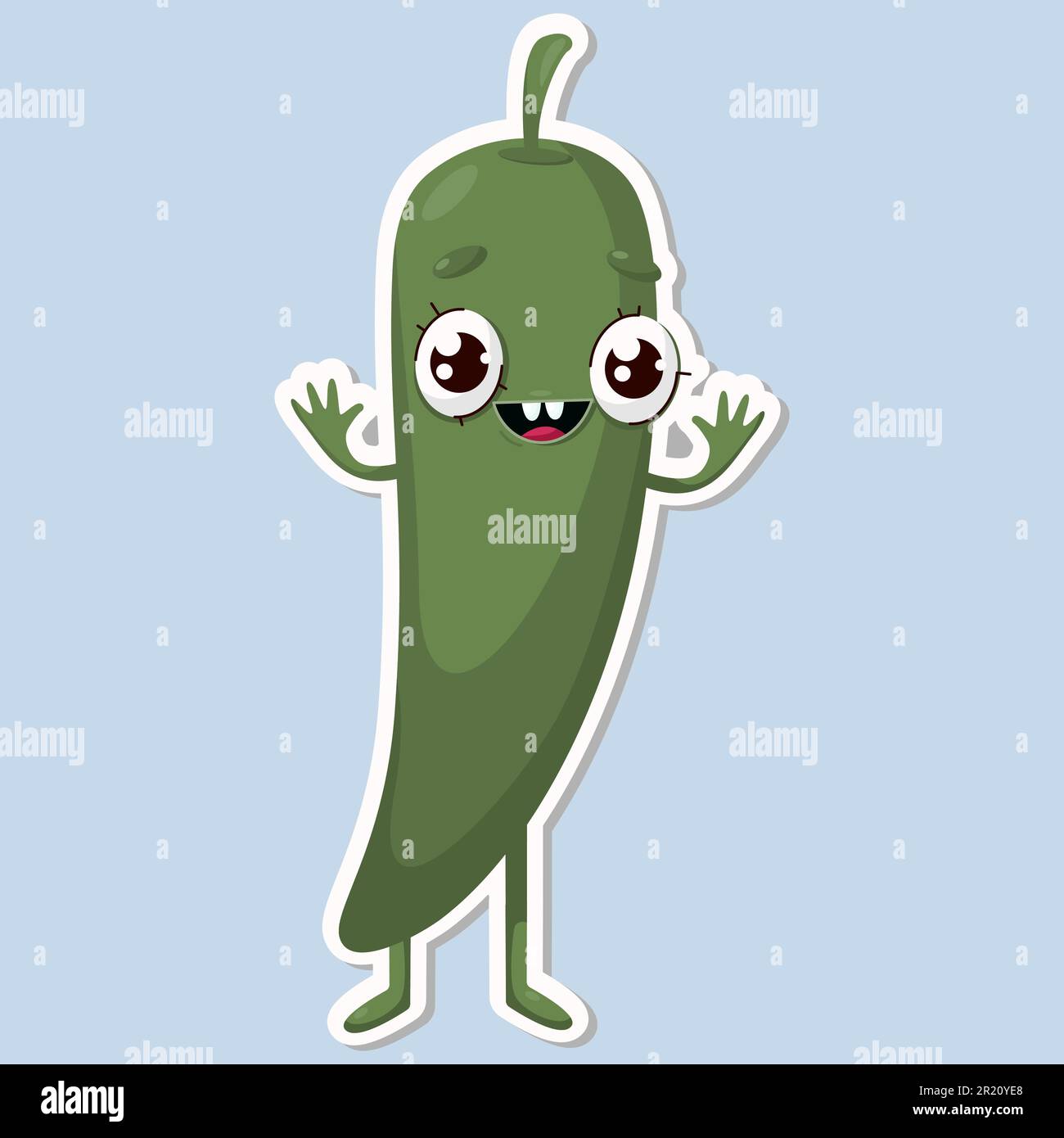 Vector illustration of chili character stickers with cute expression ...