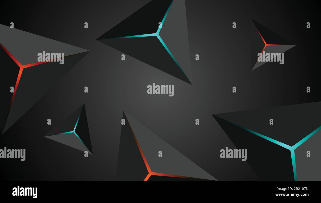 Abstract Black Background with Glowing Triangles Stock Vector Image ...