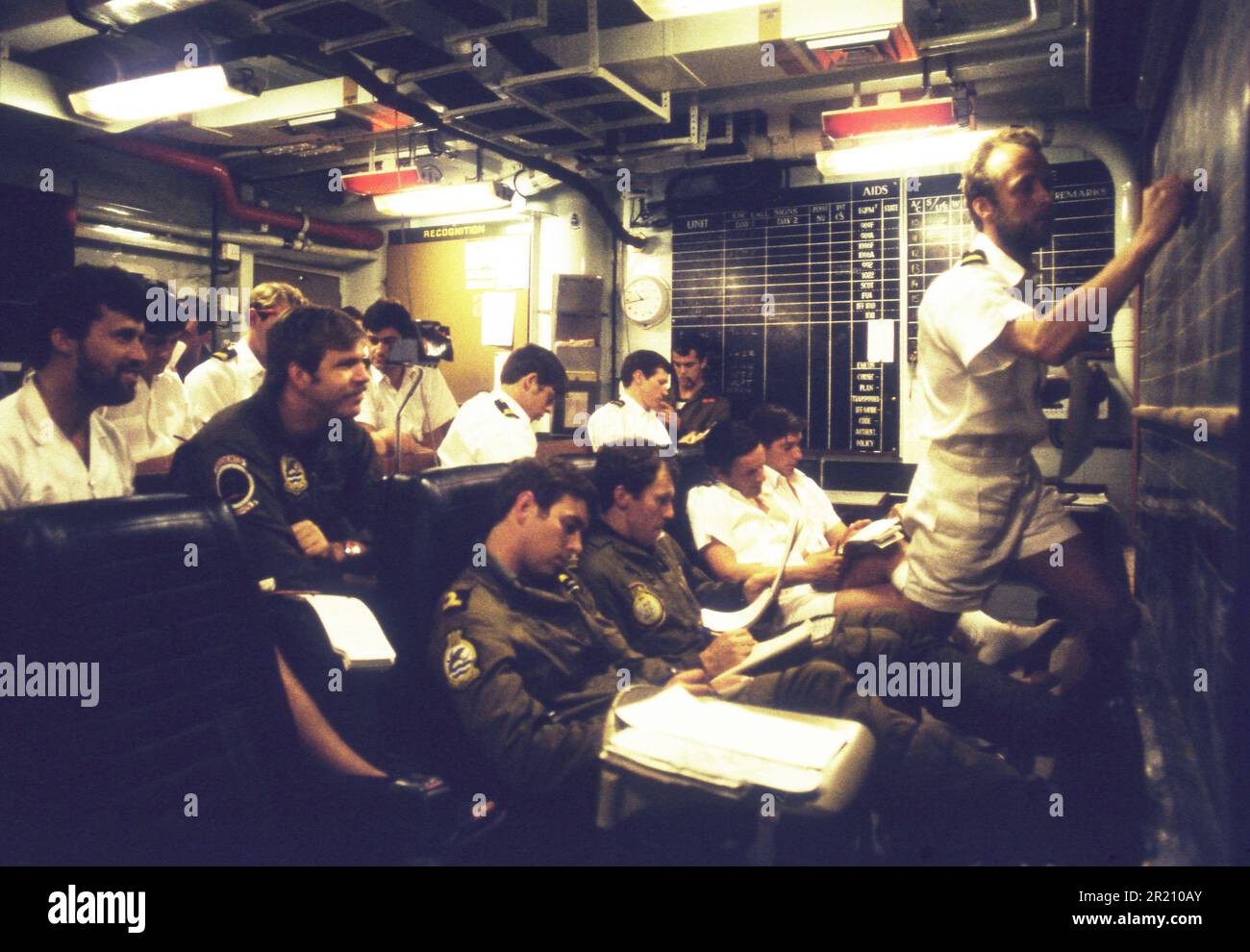 HRH Prince Andrew with senior pilot, 820 squadron, the Atlantic, 1984 ...