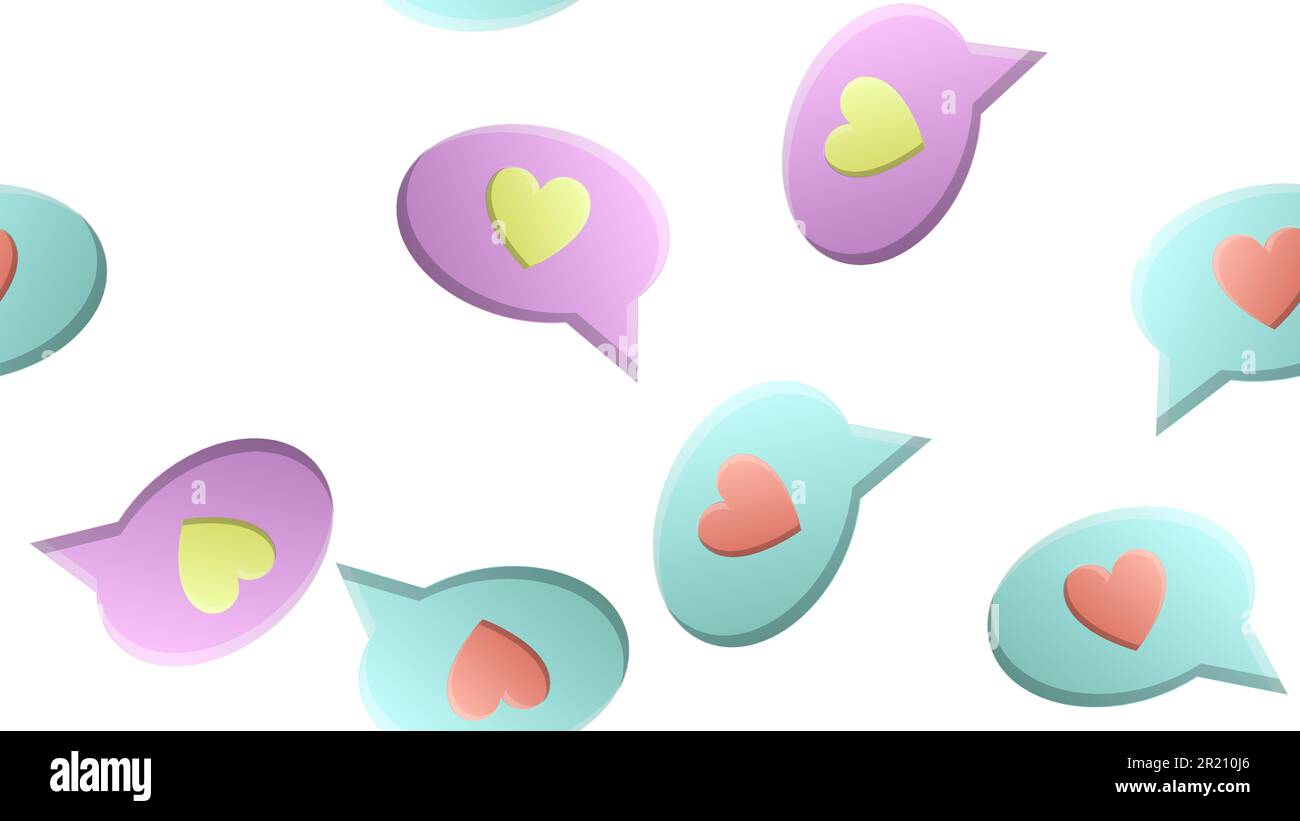 Endless seamless pattern of beautiful festive love joyful hearts in ...