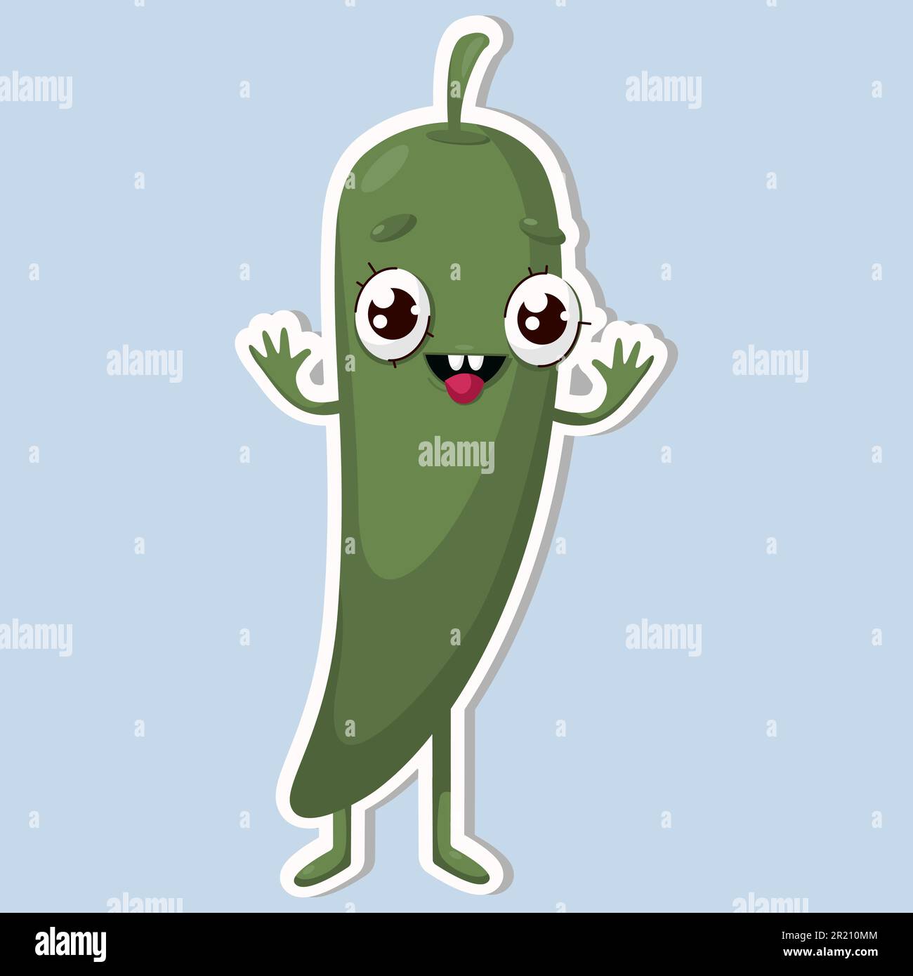 Vector illustration of chili character stickers with cute expression ...