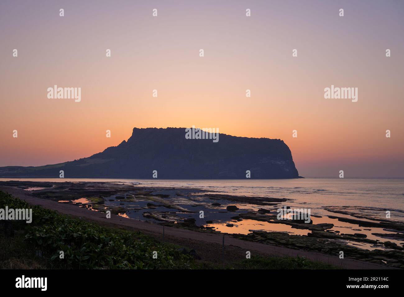 Beautiful sunrise at Seongsan Ilchulbong Peak in Jeju Island, South ...