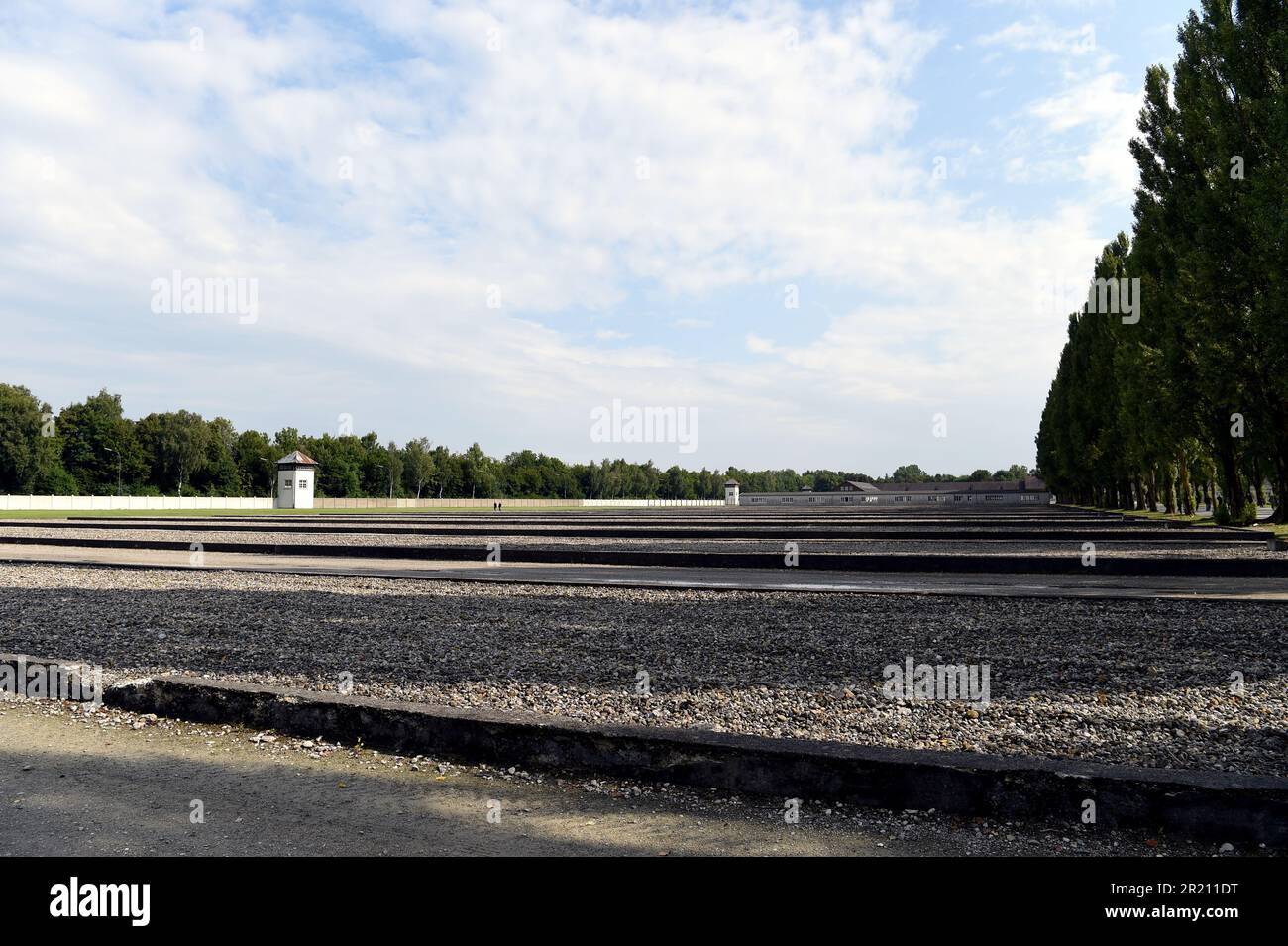 Photograph taken where the barracks once stood at Dachau concentration ...