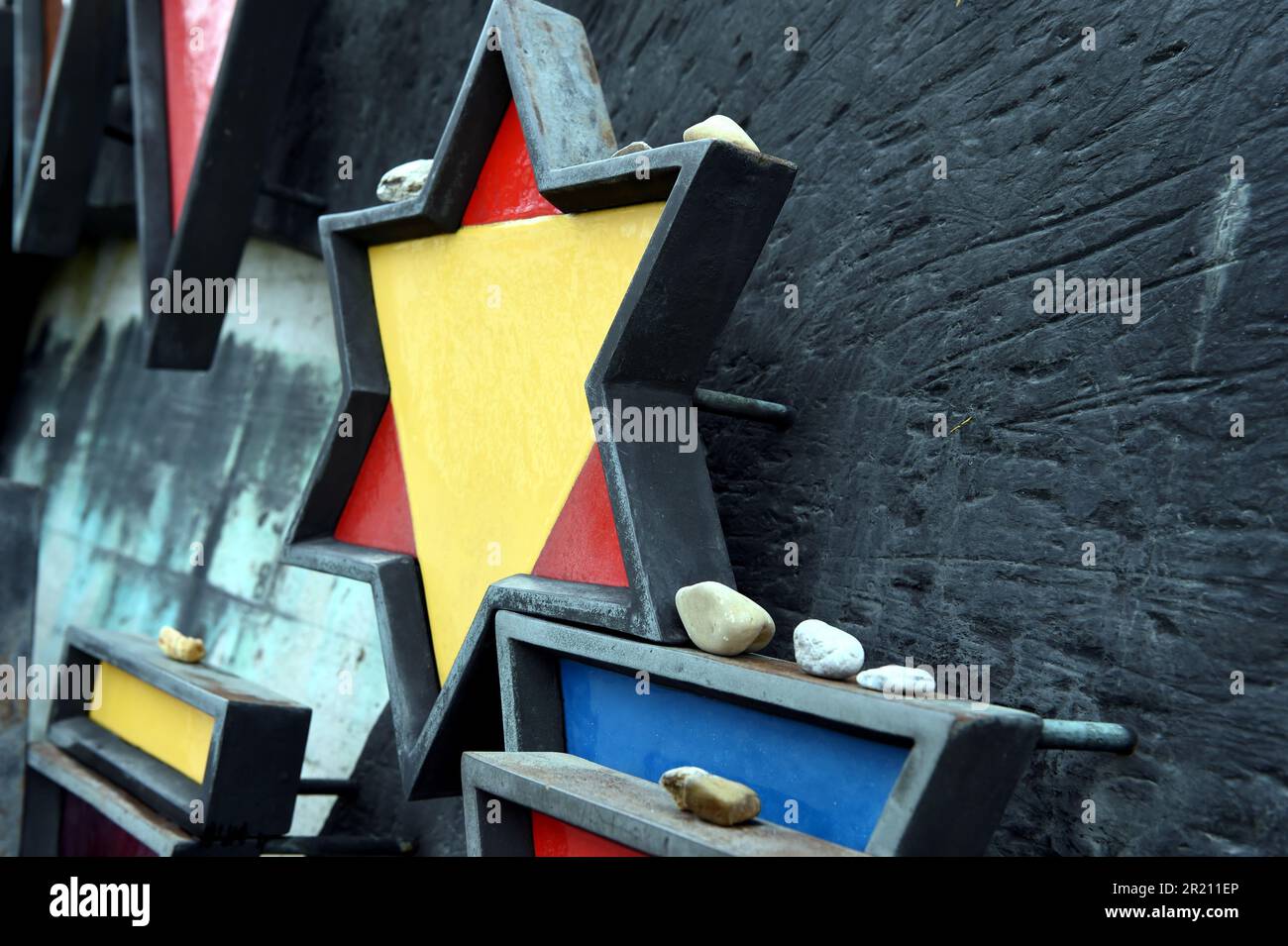 Photograph showing detail of a memorial sculpture at Dachau ...