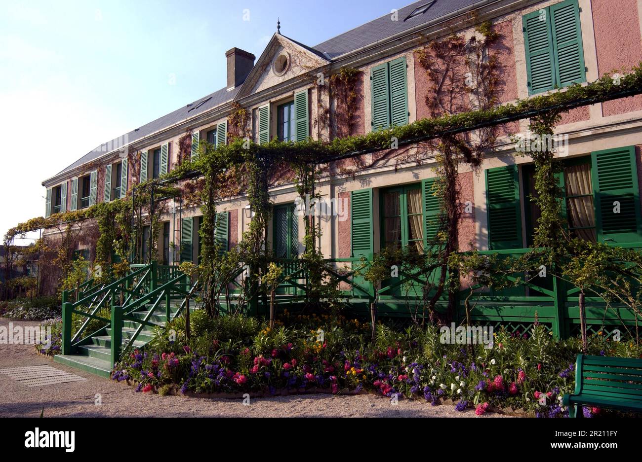 Photograph of Claude Monet house in Giverny. Monet lived here from 1883 ...