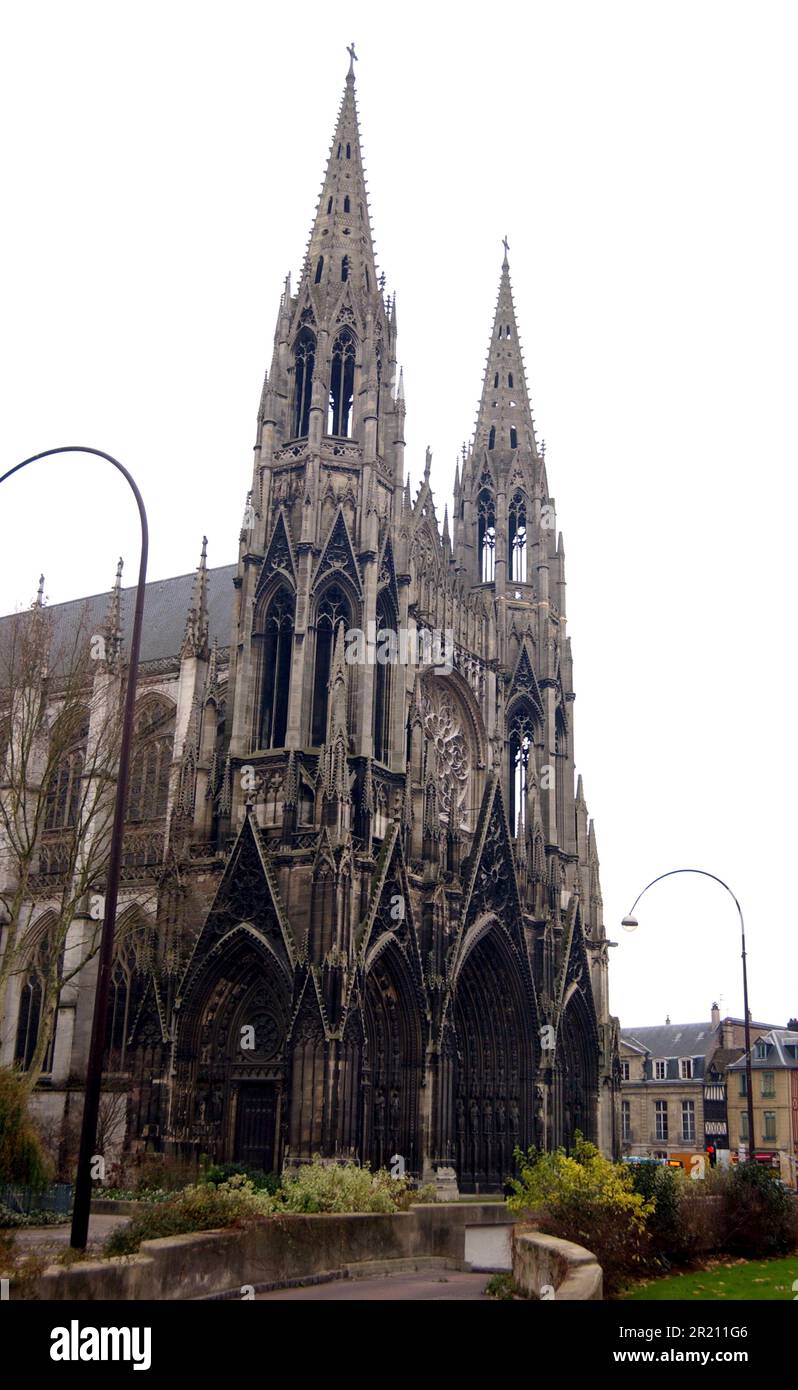 Photograph showing the exterior of the Church of Saint-Maclou, a Roman ...
