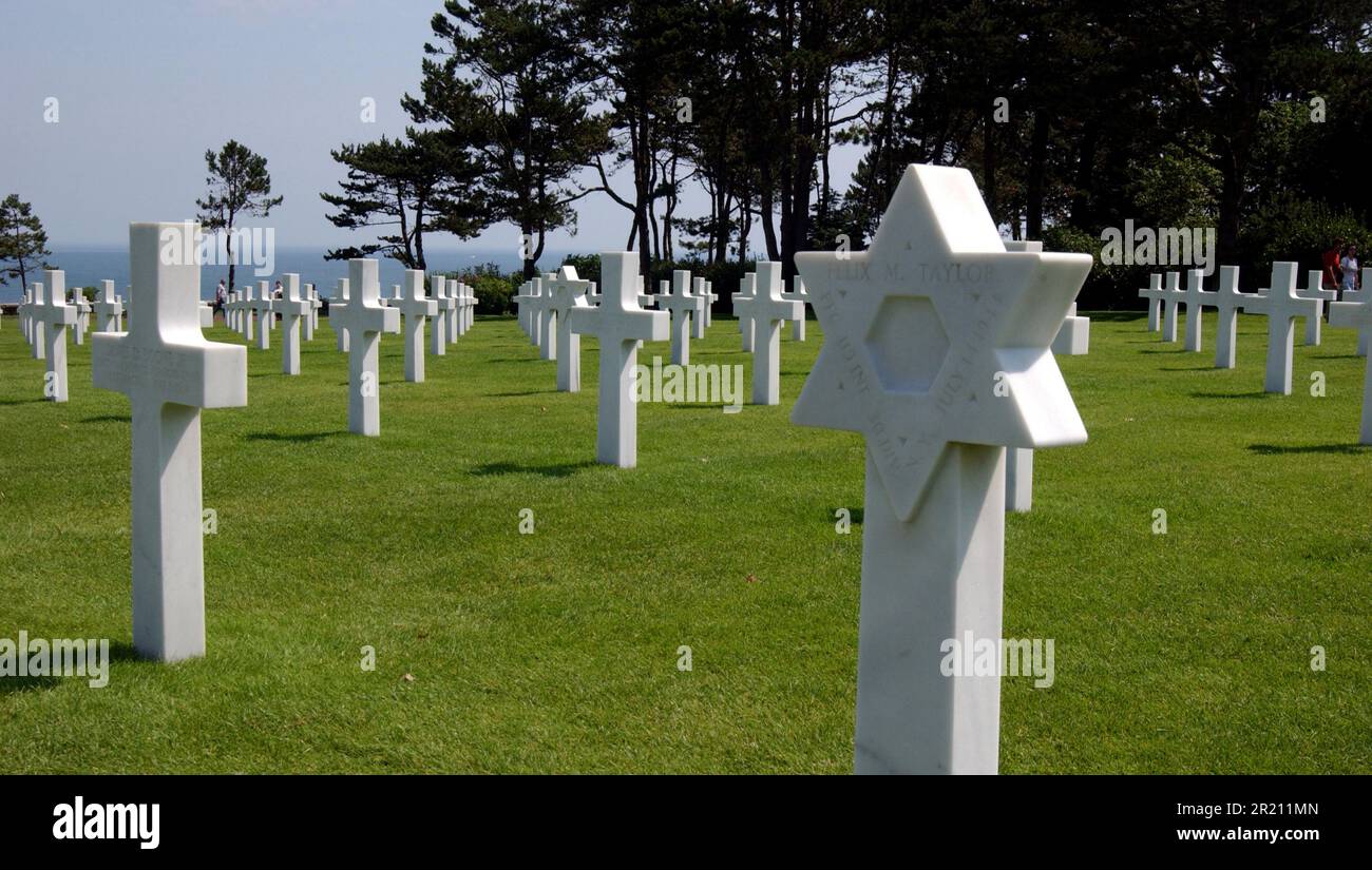 Photograph of graves at the Normandy American Cemetery and Memorial, a ...