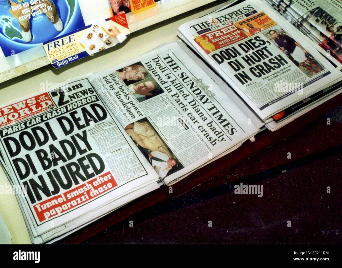 Collection of newspapers reporting on the death of Dodi Al-Fayed and ...