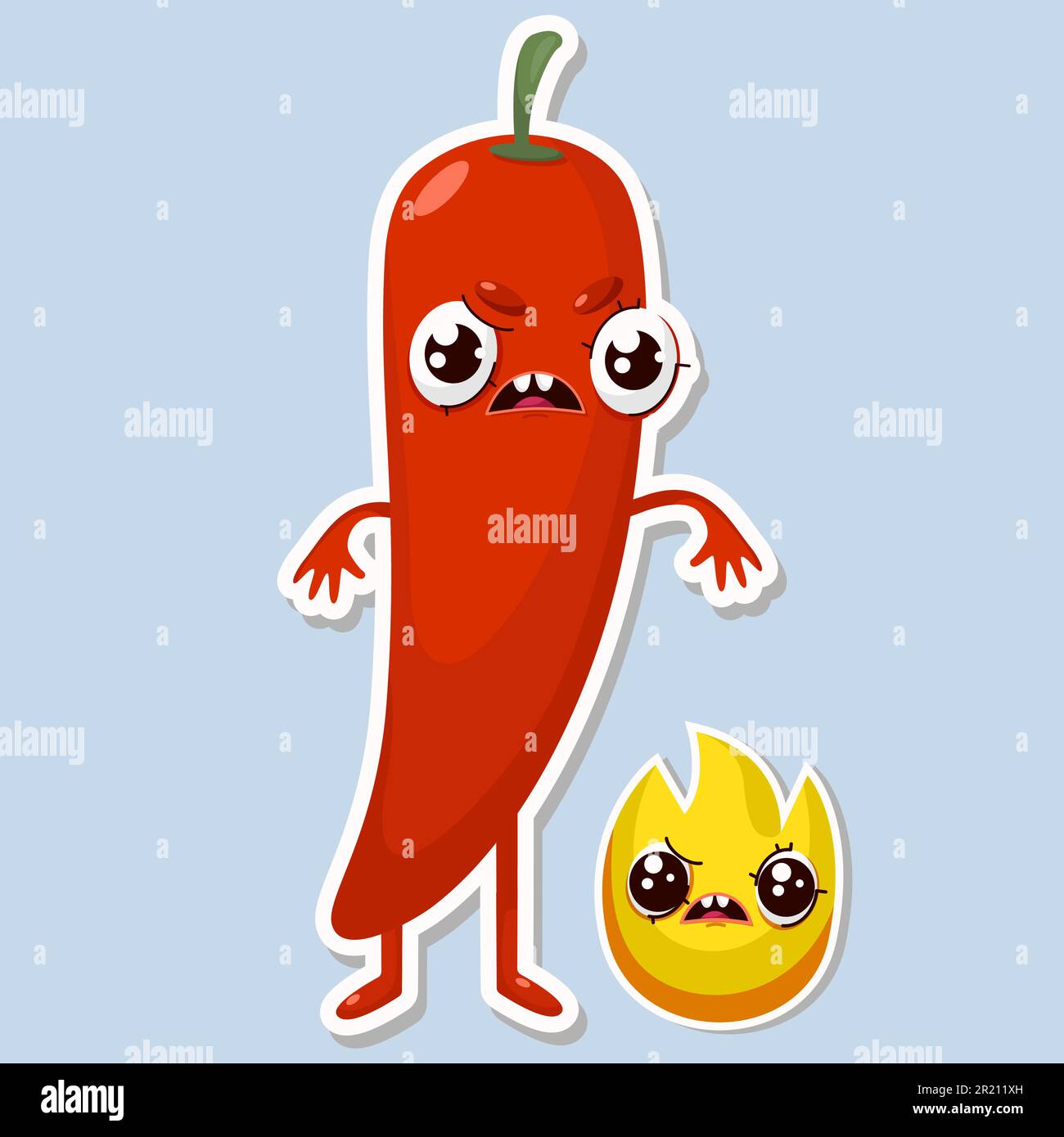 Vector illustration angry chili character stickers Stock Vector Image ...