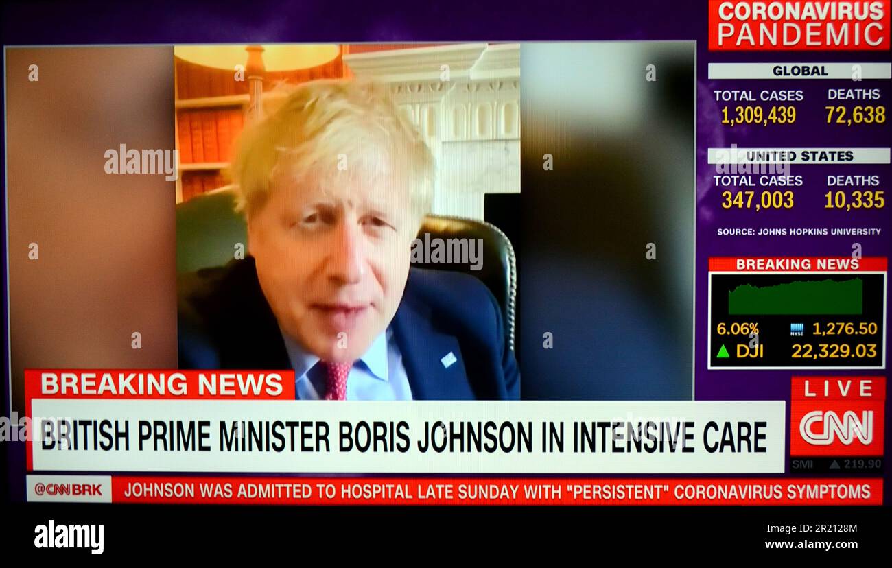 A screengrab from CNN as they report Breaking News that the UK prime ...