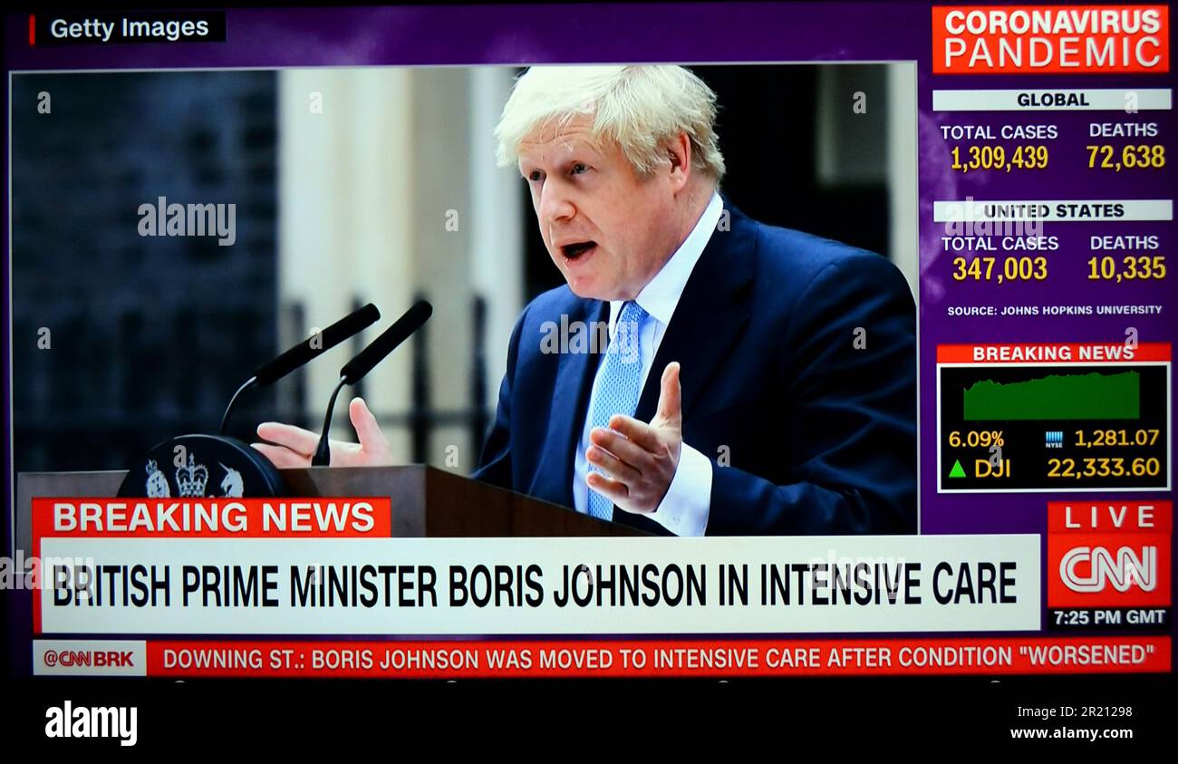 A screengrab from CNN as they report Breaking News that the UK prime ...