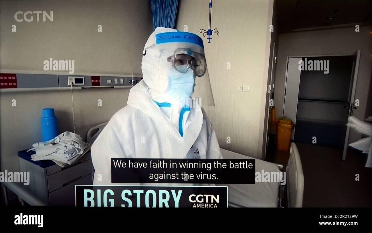 A screengrab from a news broadcast on CGTN, China Global Television ...