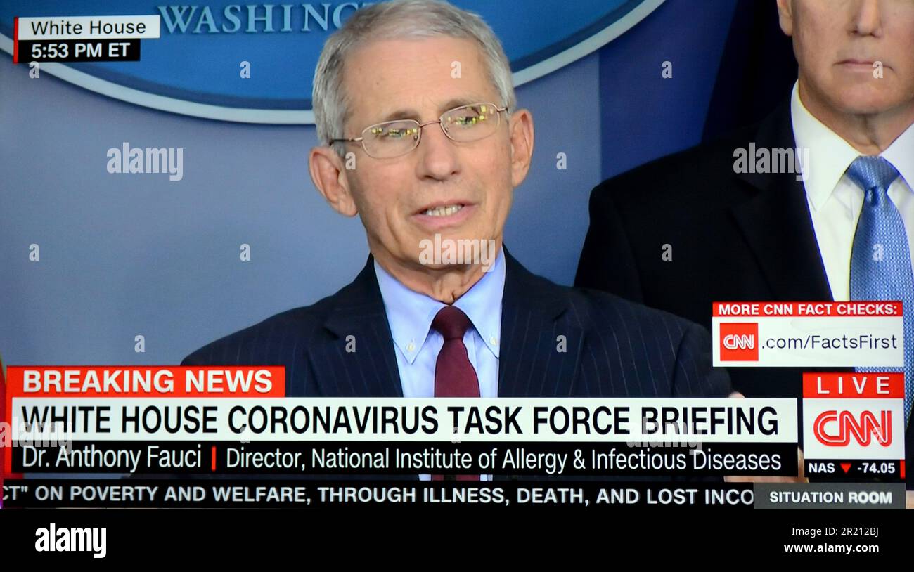 A screengrab from CNN depicts Dr Anthony Fauci speaking during a White ...
