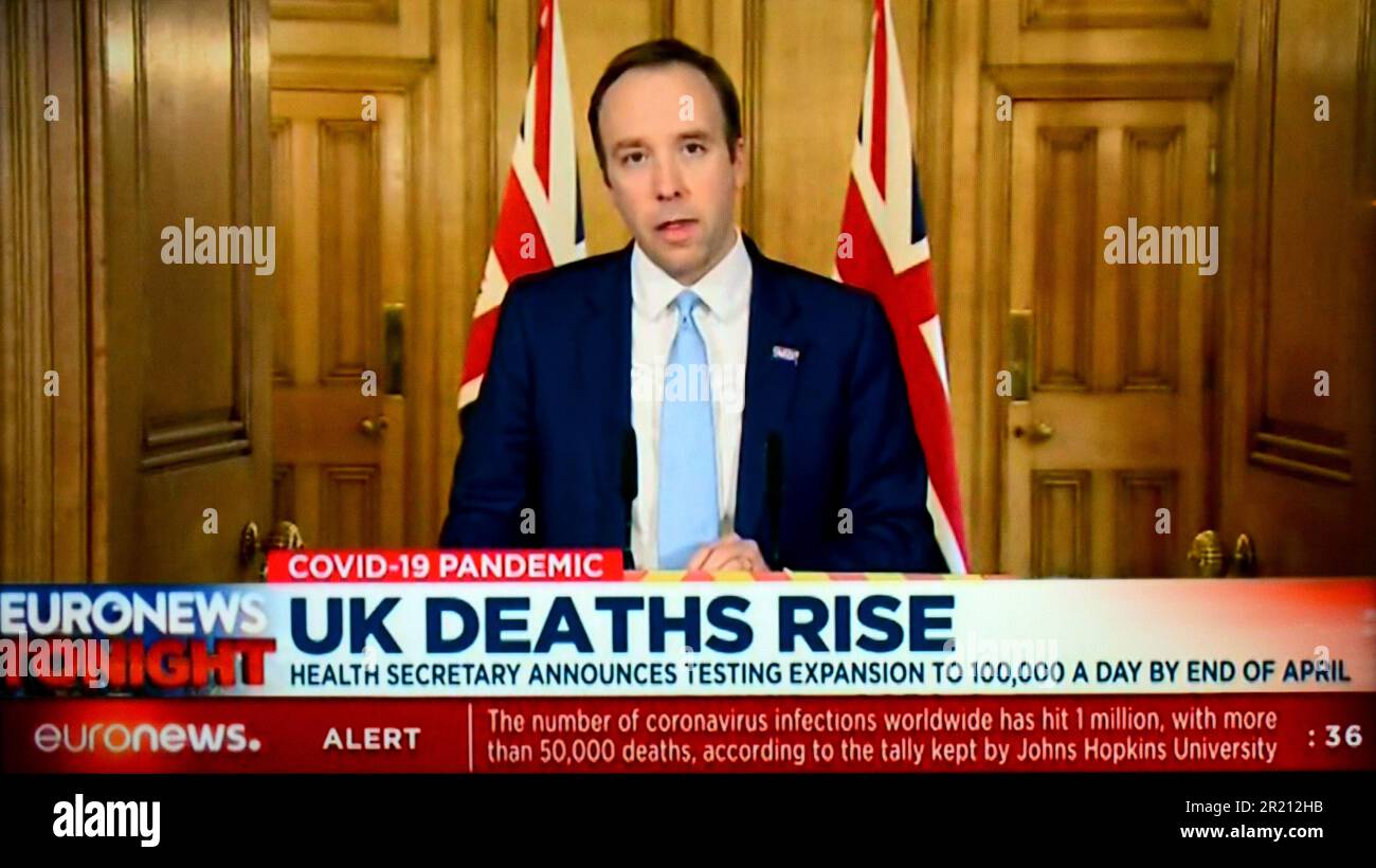 A screengrab from a news broadcast on Euronews depicting the UK health ...