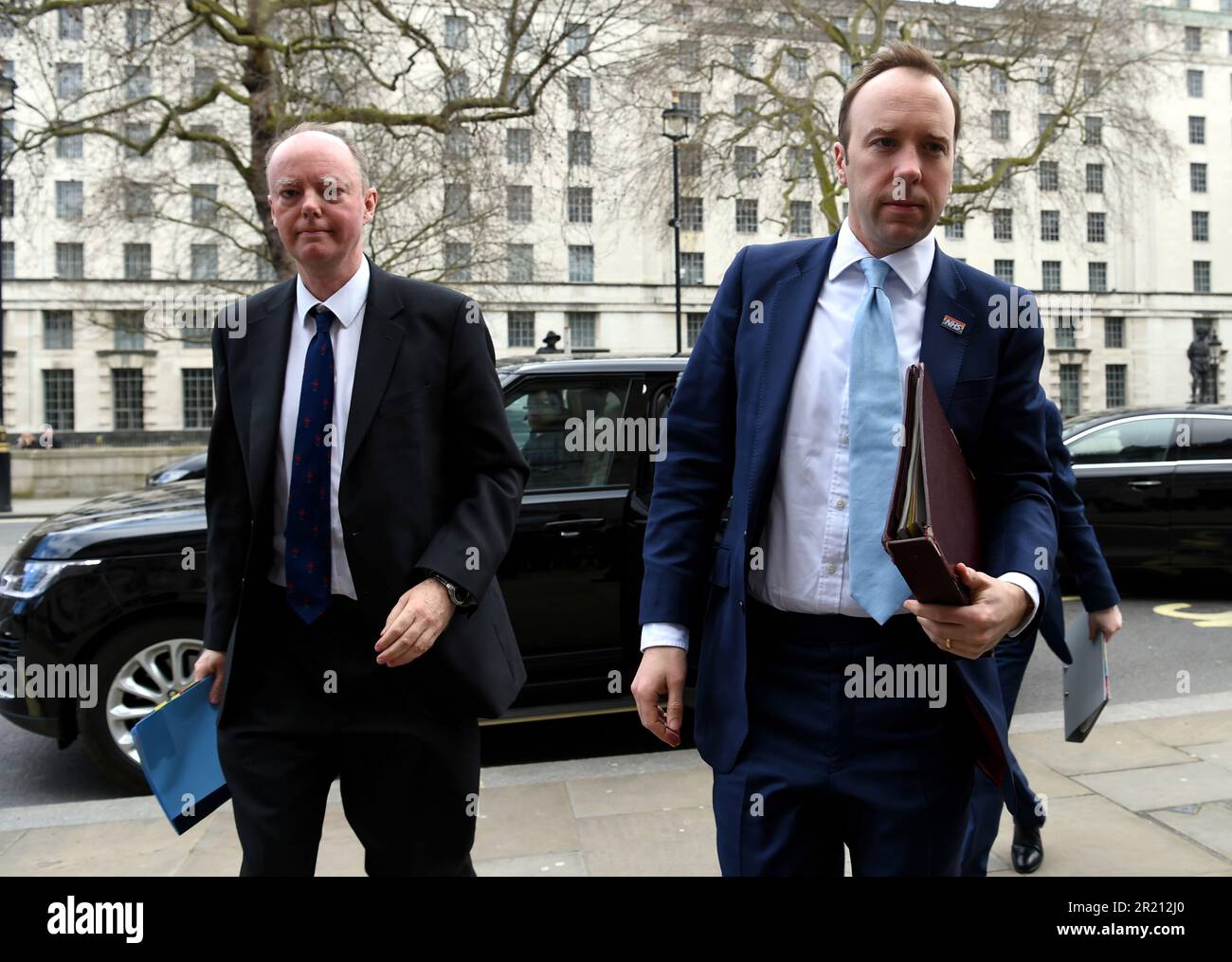 Photograph Matt Hancock, Health Secretary, and Prof. Chris Whitty, the ...