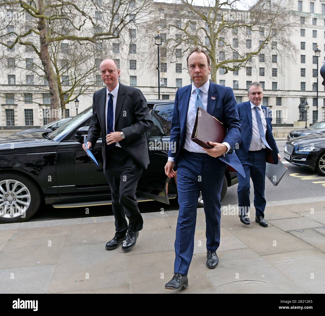 Photograph Matt Hancock, Health Secretary, and Prof. Chris Whitty, the ...