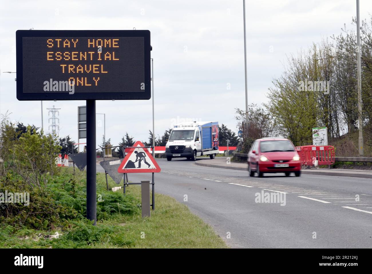 Photograph of a matrix sign urging people to stay home during the COVID ...