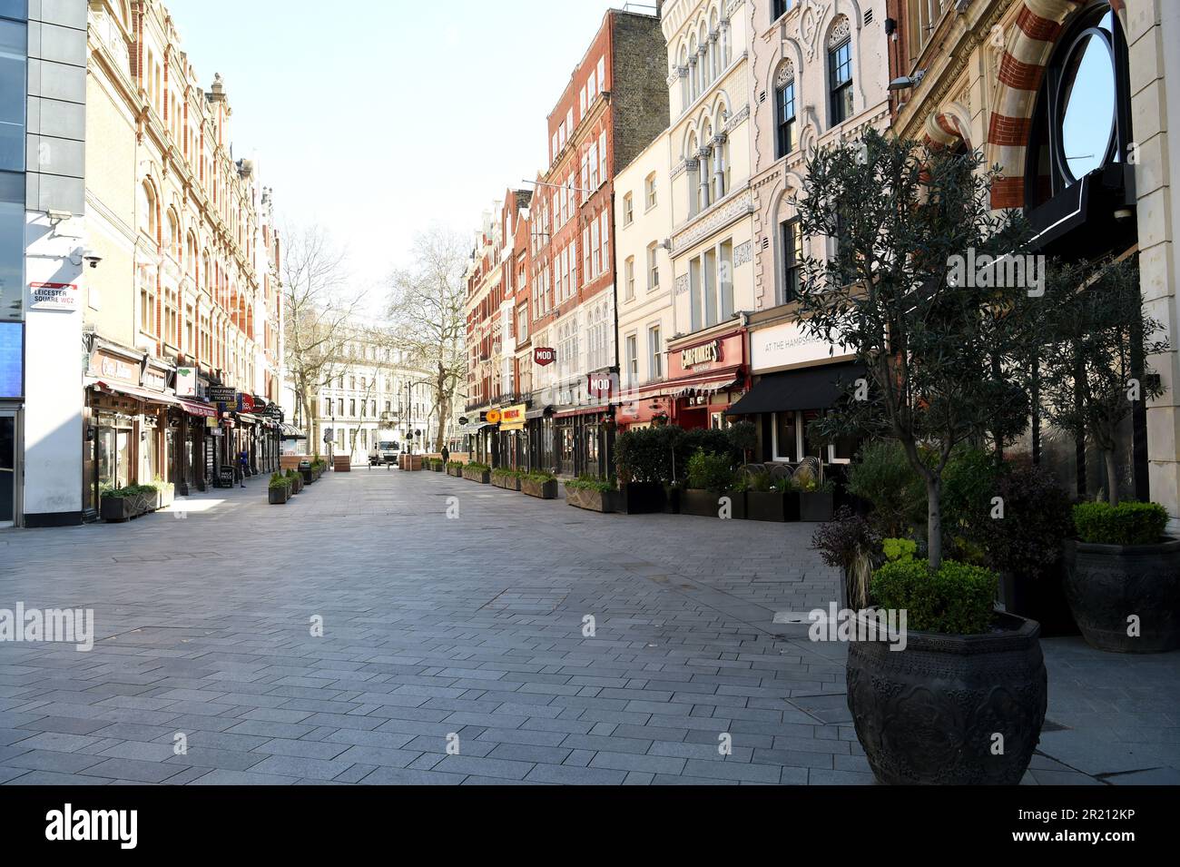 Photograph of empty streets near Leicester Square, London, during the ...