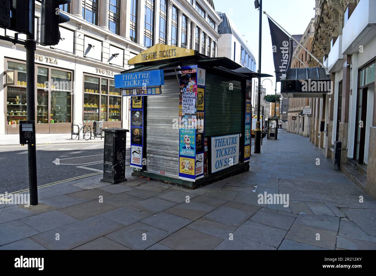Photograph of a closed theatre ticket booth, London, during the COVID ...