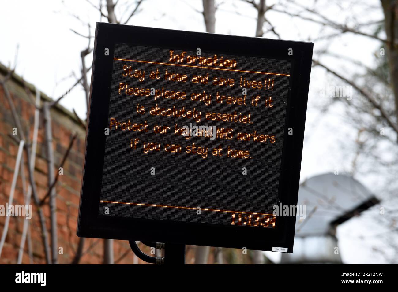 Photograph of a matrix sign urging people to stay home during the COVID ...