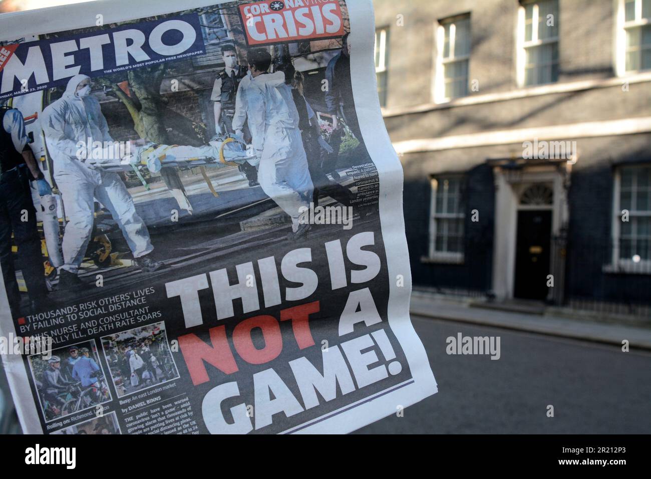 Photograph of a headline from the Metro newspaper reporting on the ...