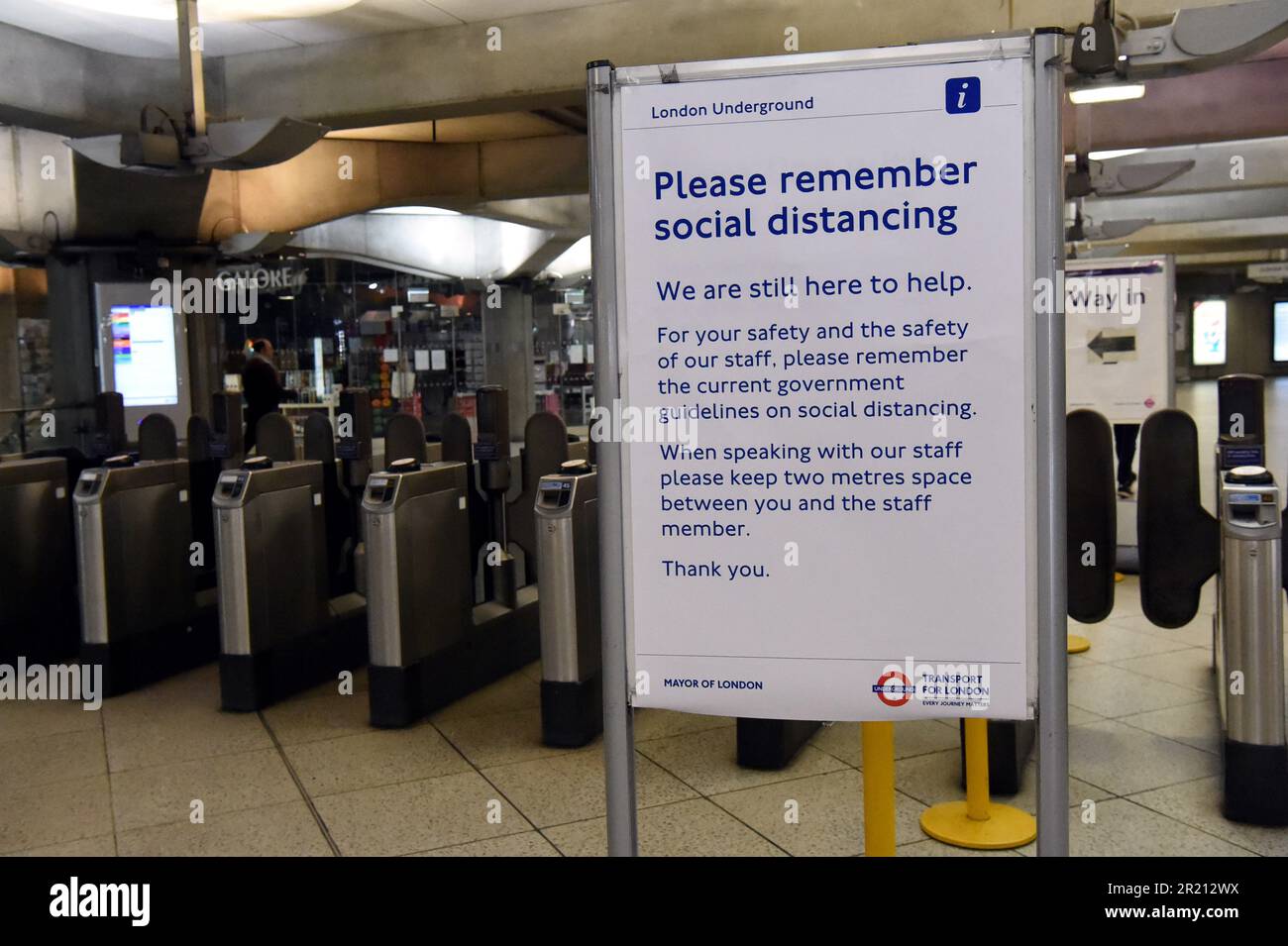 Photograph of a sign at a London Underground train staring informing ...