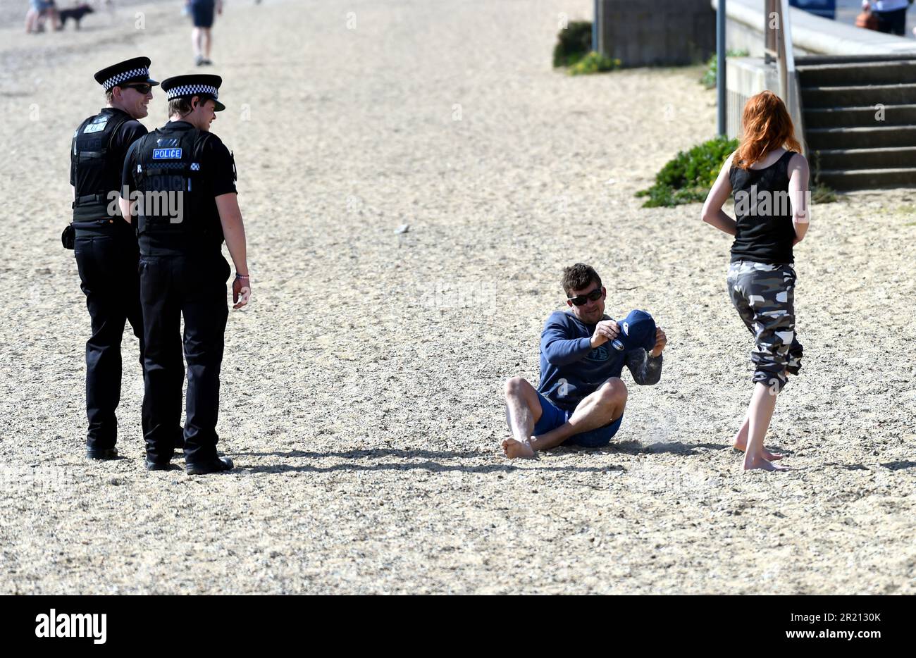 Photograph of police enforcing the lockdown rules in Southend-on-Sea ...