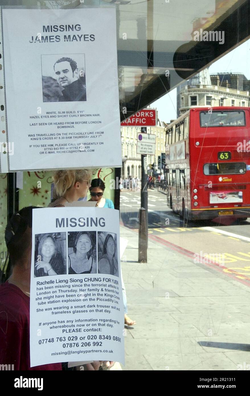 Photograph of a poster of one the missing after the 7/7 terror attack ...
