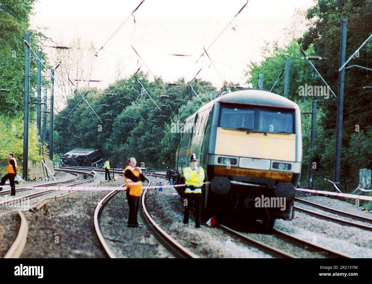 Photograph showing the scene following the Hatfield rail crash which ...