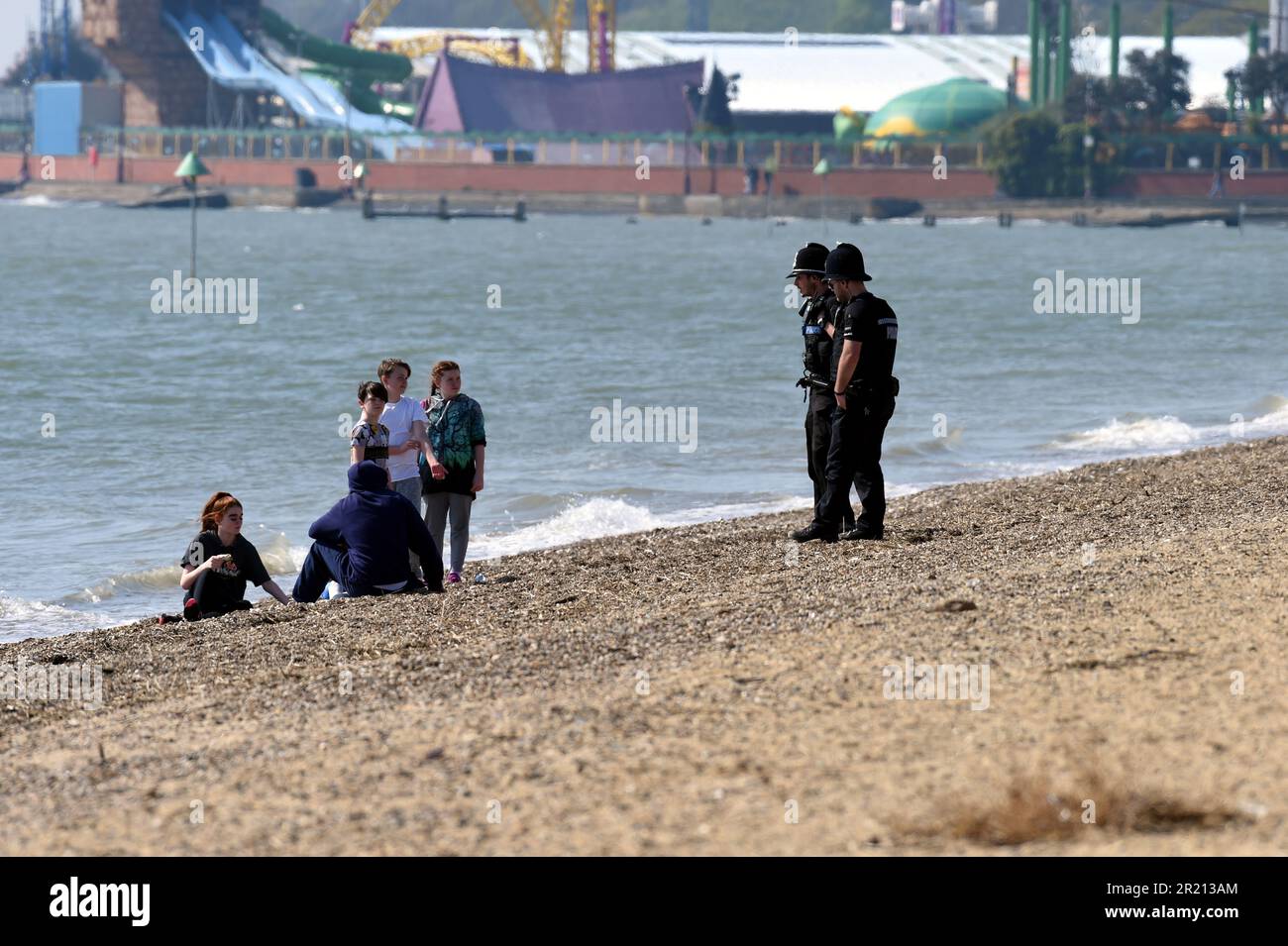 Photograph of police enforcing the lockdown rules in Southend-on-Sea ...