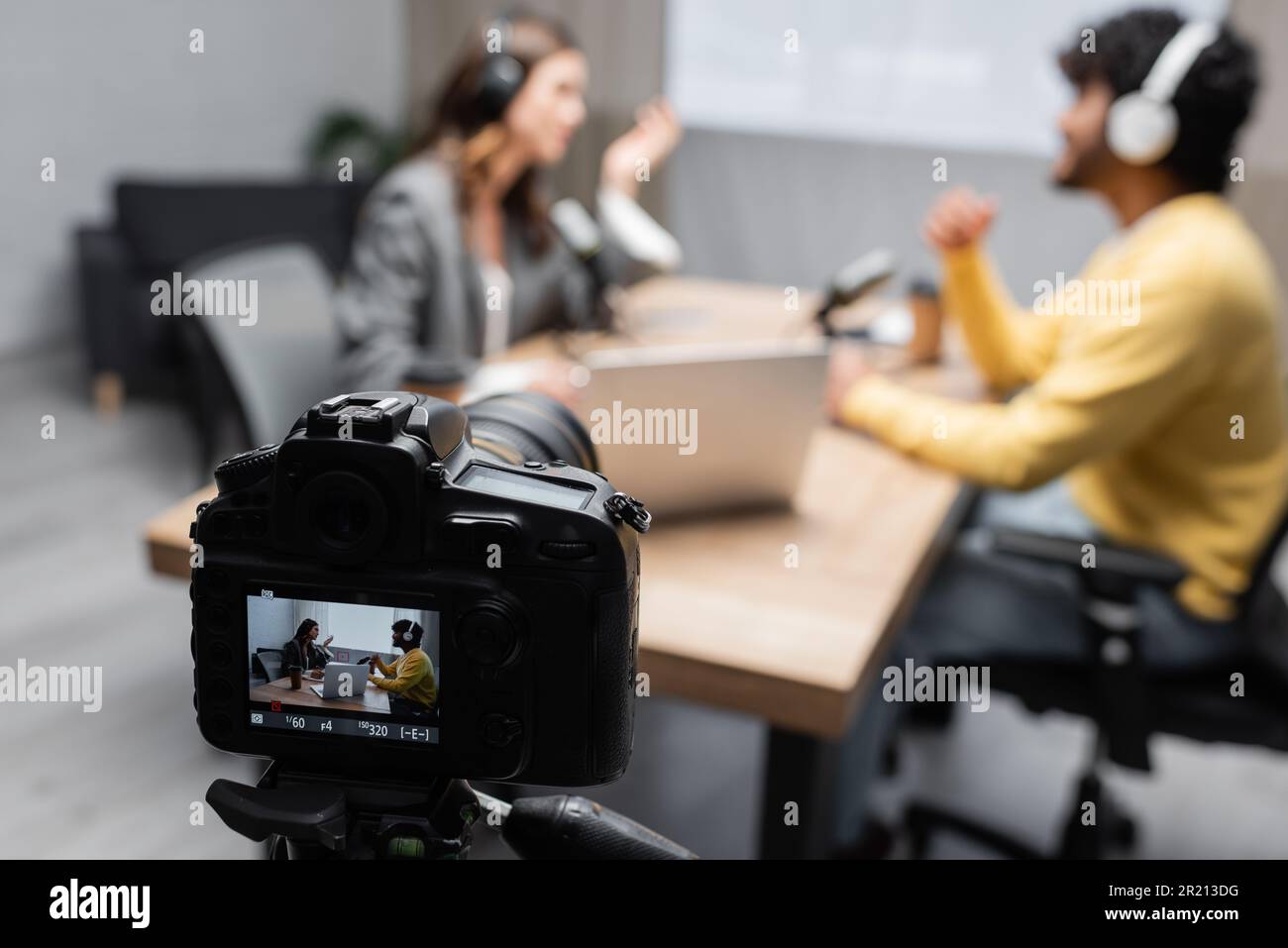 selective focus of professional digital camera recording how ...