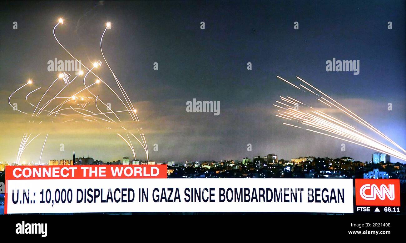 Television news coverage from CNN as violence escalates in the Gaza ...