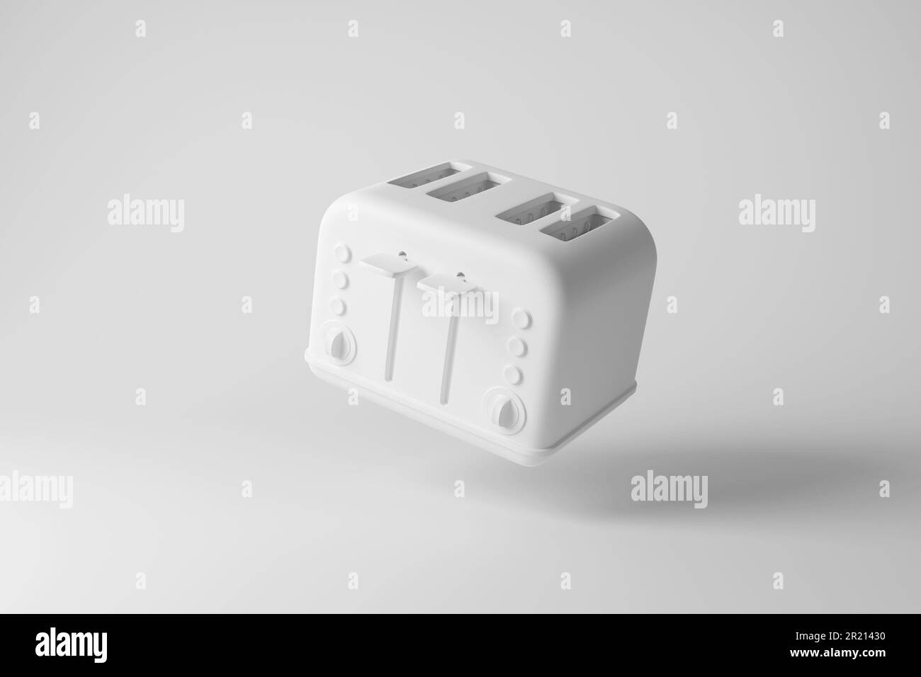 White 4 slice toaster floating on white background with shadow ...