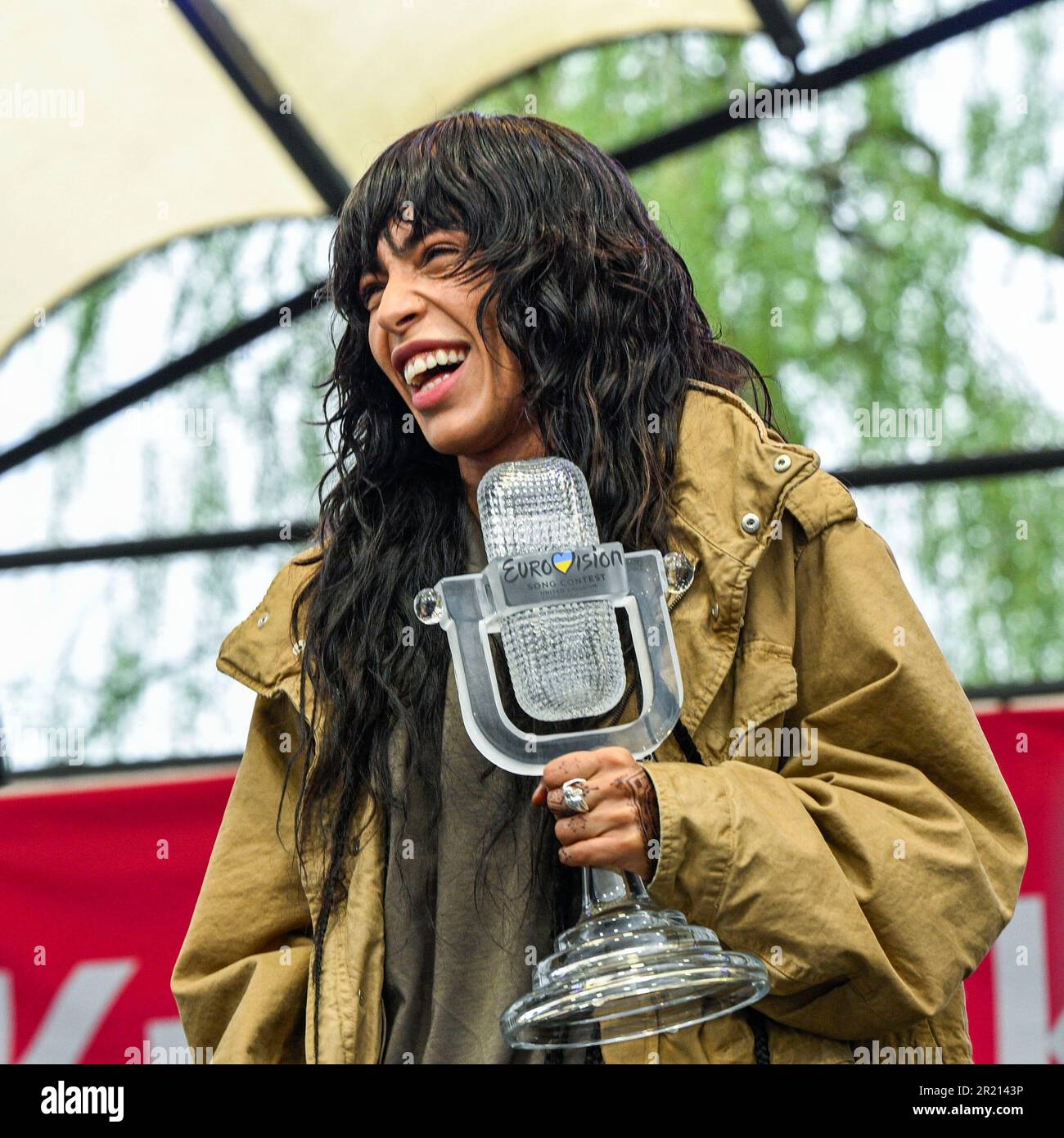 Eurovision Song Contest winner Loreen of Sweden on stage to celebrate ...