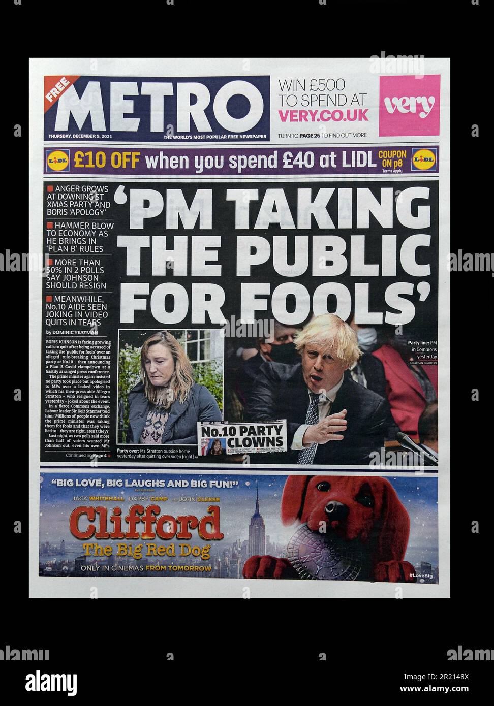 Front page The Metro newspaper headline after the resignation of ...