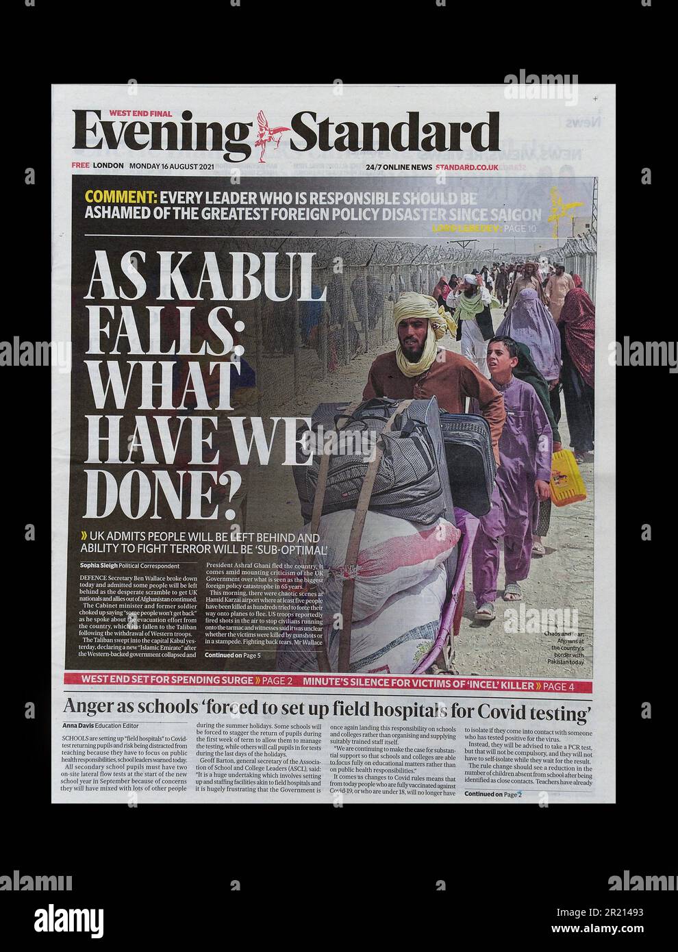 British newspaper coverage of the 2021 fall of Kabul, which came to be ...