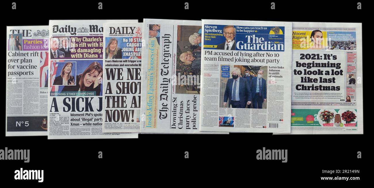 Front page newspaper headline after the resignation of Allegra Stratton ...