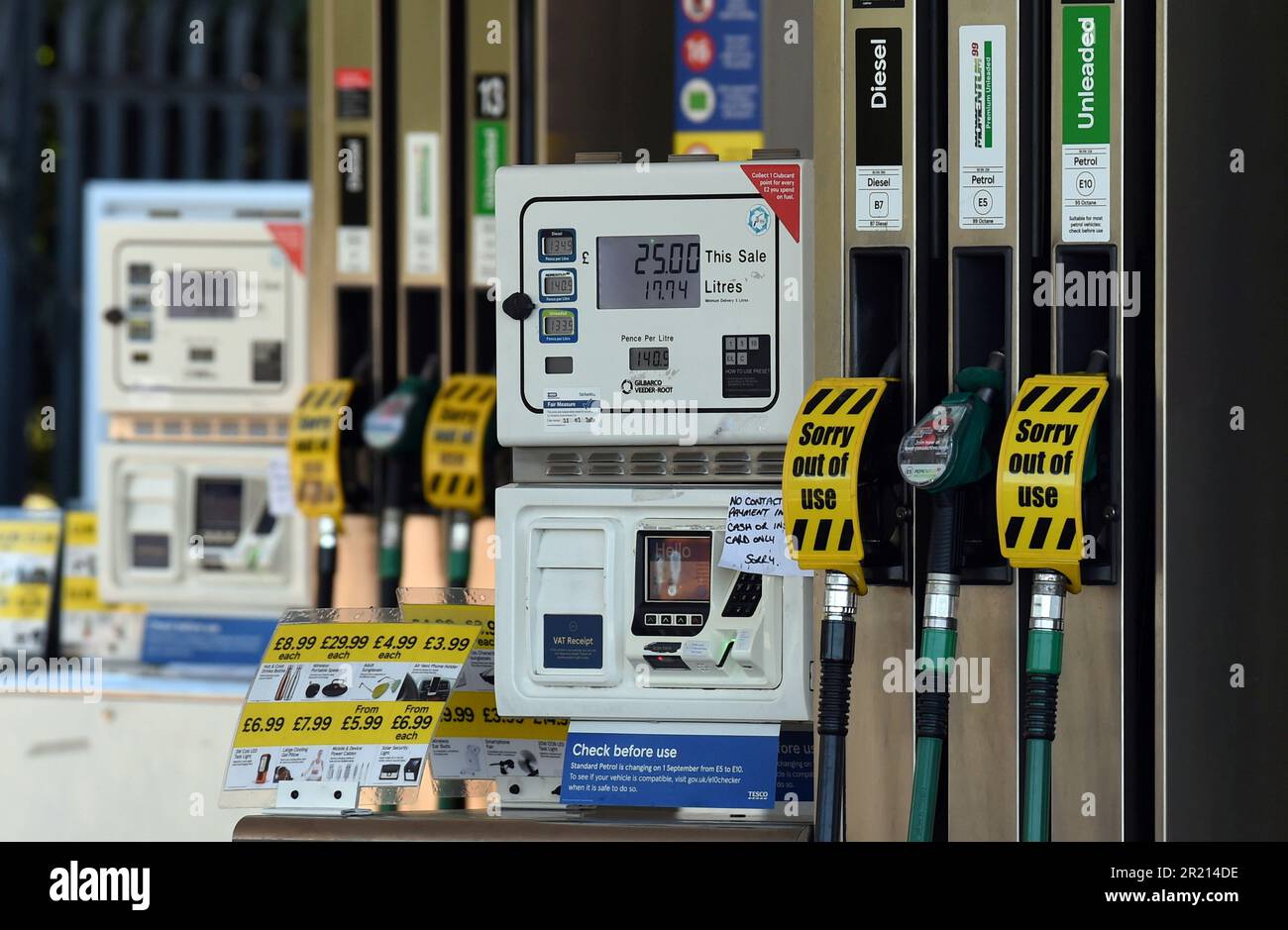 No fuel at closed service stations as the UK fuel crisis continued, exacerbated by a shortage of ...